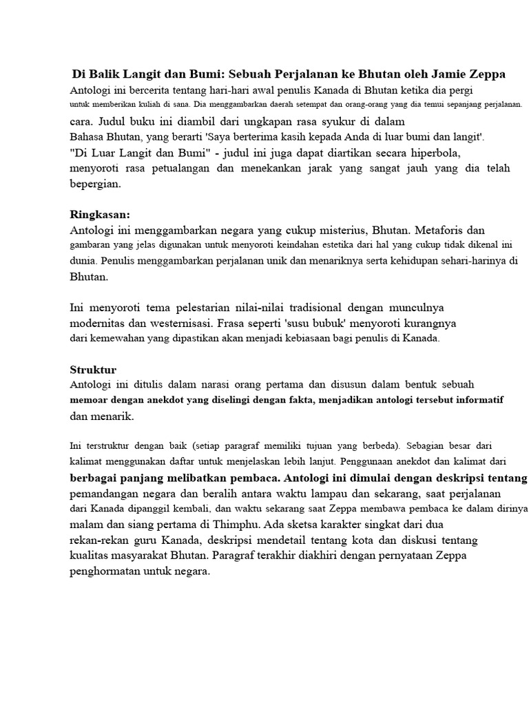 Perjalanan Jamie Zeppa di Bhutan | PDF