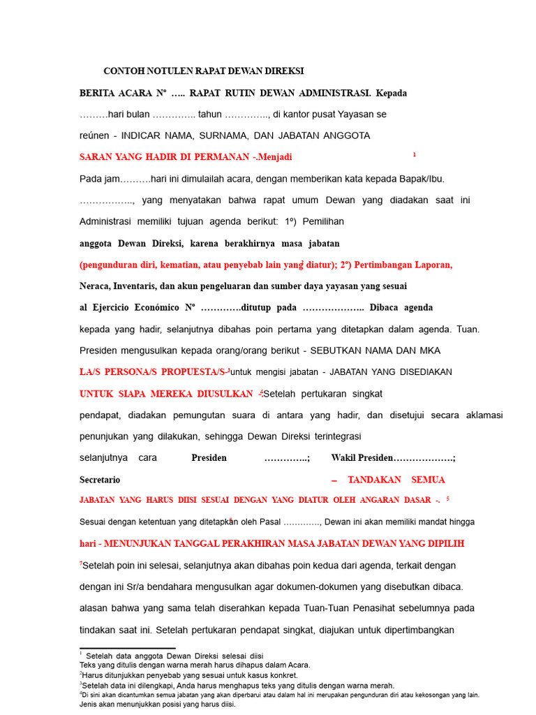 Contoh Risalah Rapat Dewan Direksi | PDF