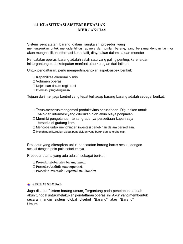 Klasifikasi Sistem Pencatatan Barang. | PDF