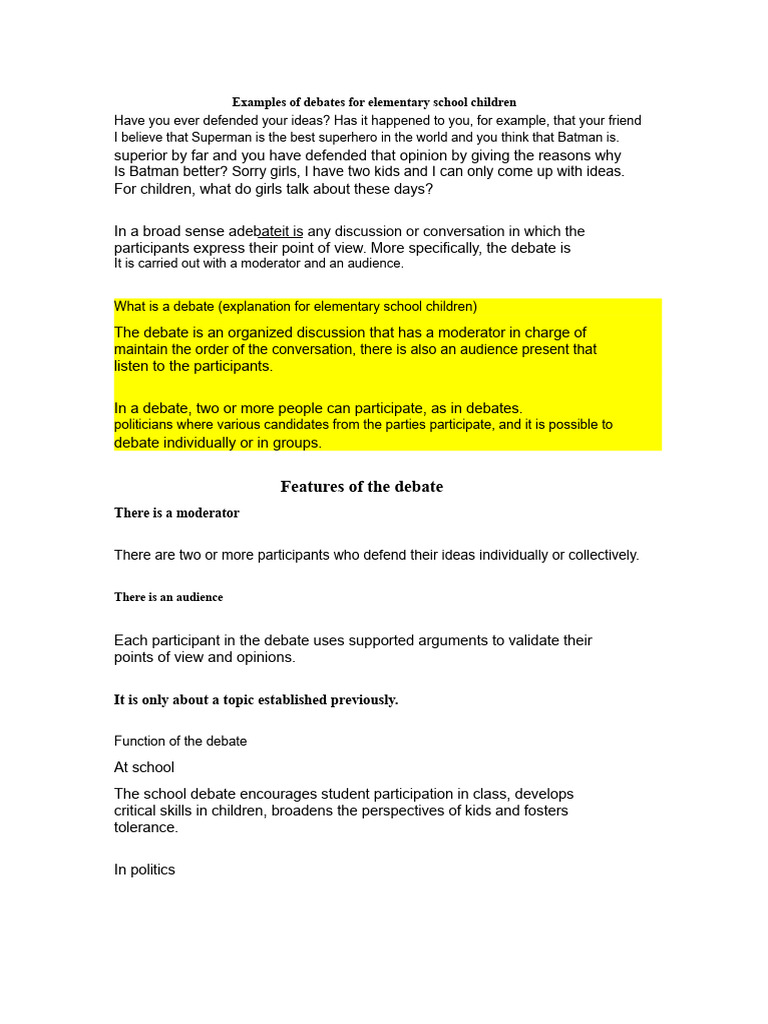 Debate Topics for Elementary Students | PDF | Genetically Modified ...