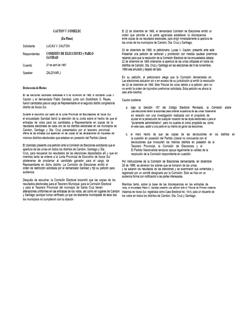 Cauton v. Comelec | PDF | Elecciones | Responsabilidad