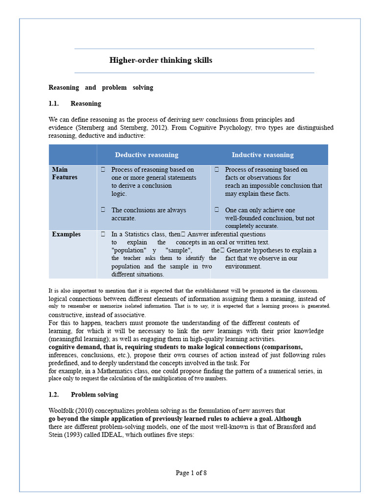 Enhancing Reasoning and Problem Solving | PDF | Reason | Thought