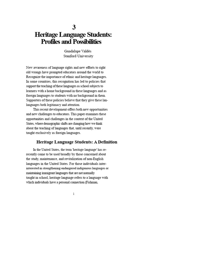 Heritage Language Education Insights | PDF | Multilingualism | Second ...