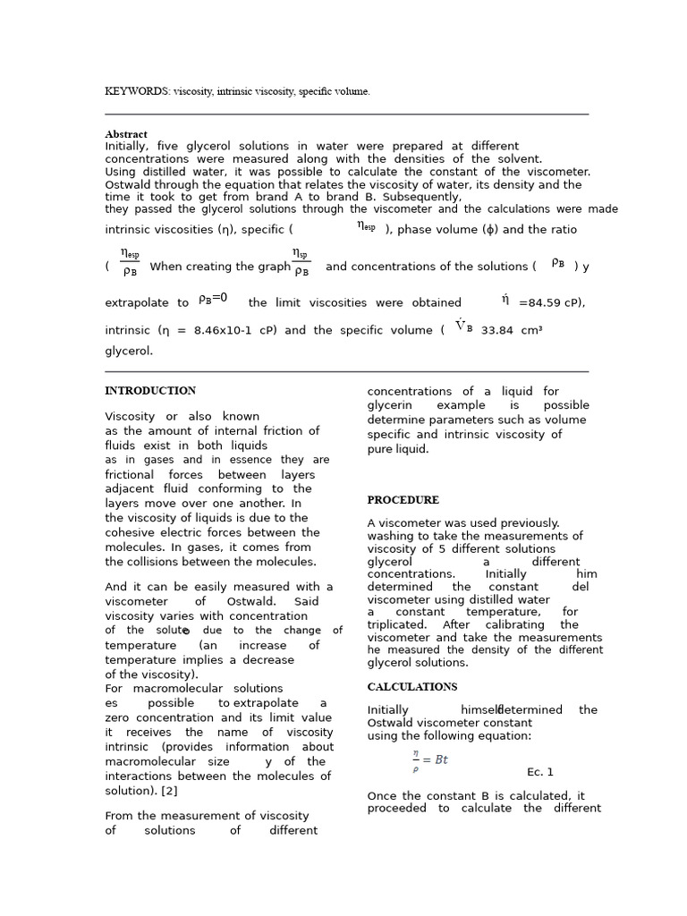 Glycerol Solution Viscosity Analysis | PDF | Viscosity | Liquids