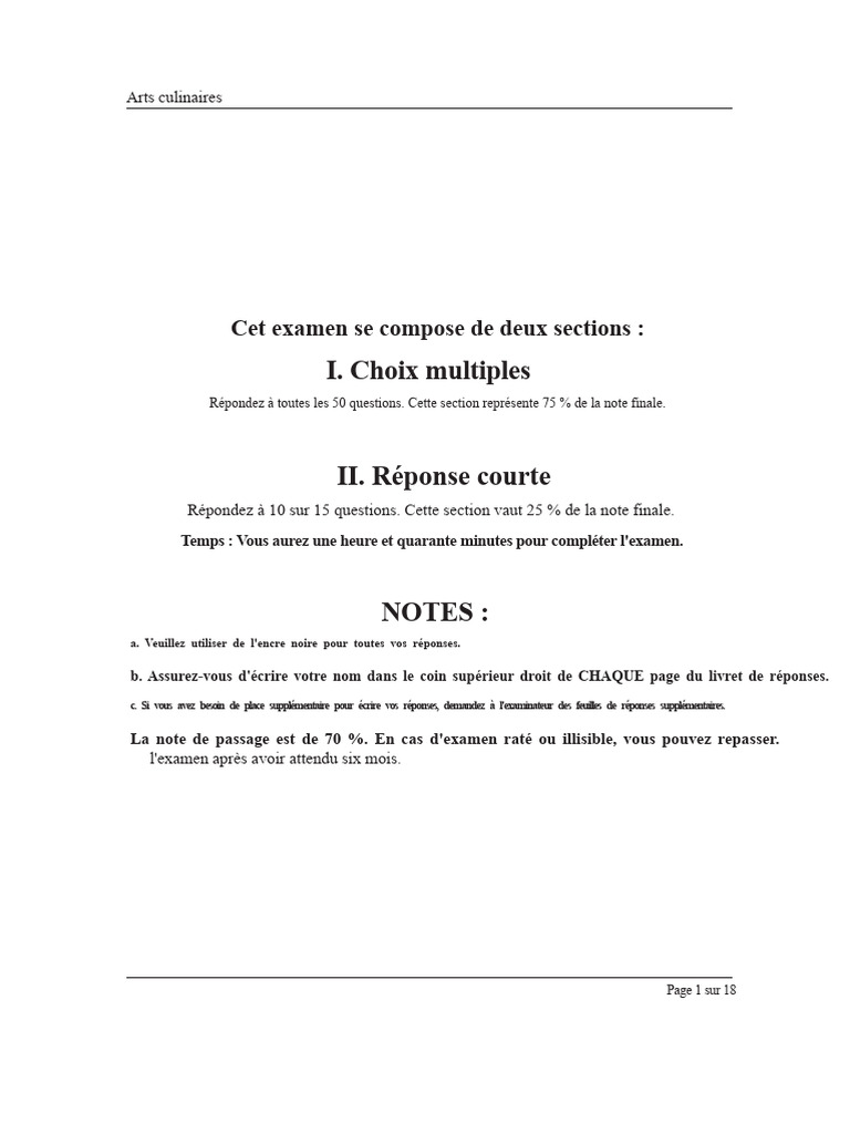Règles et structure de l'examen culinaire | PDF | Épice | Goût