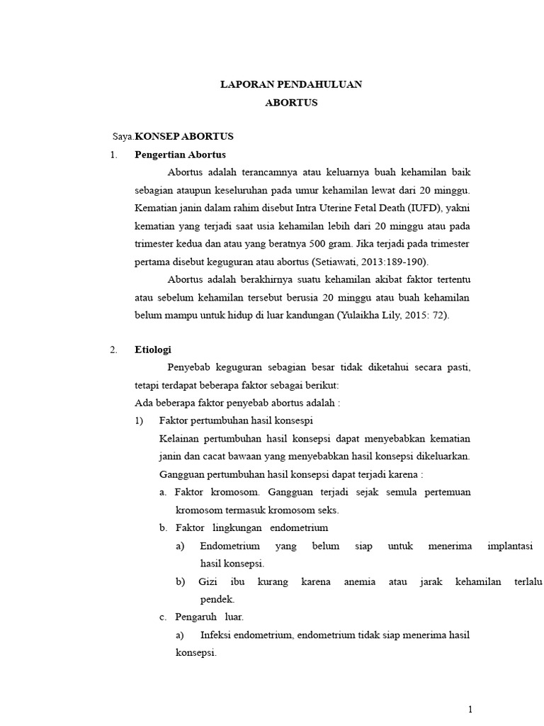Panduan Lengkap tentang Abortus dan Penyebabnya | PDF
