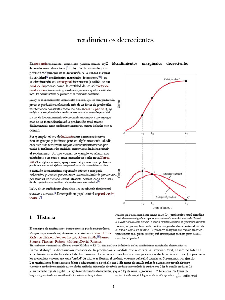 Rendimientos Decrecientes Pdf Negocios Económicos Producción Y