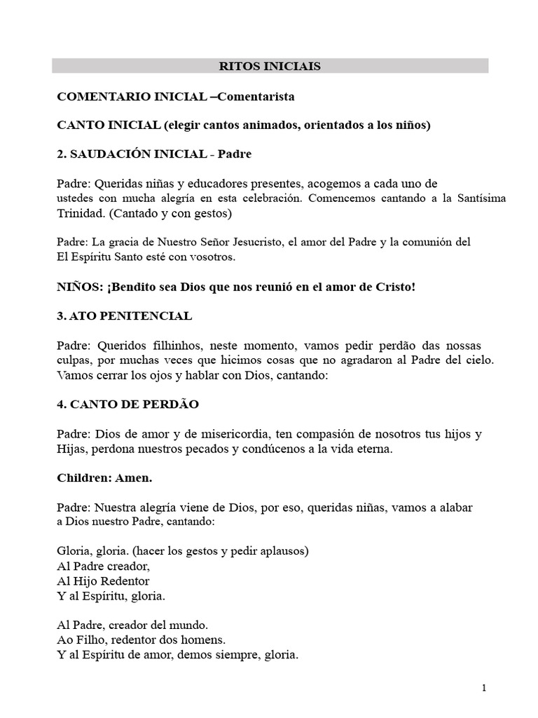 Ritos Iniciales para Celebraciones Infantiles | PDF | Cristo (título ...