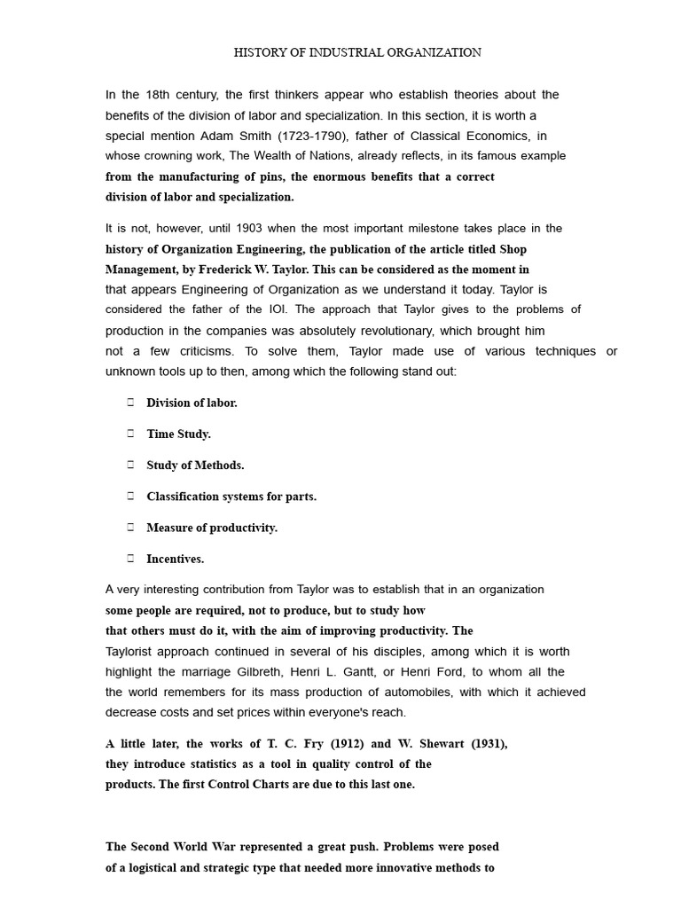 Evolution of Industrial Organization | PDF | Industrial Engineering ...