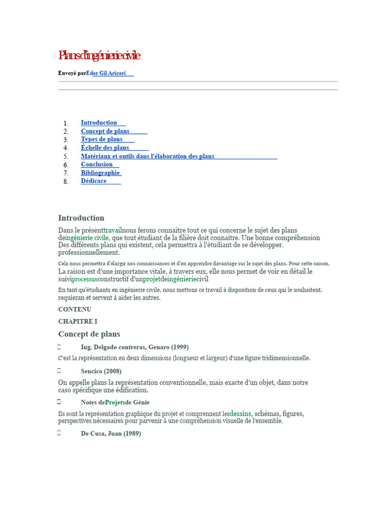 Plans en Ingénierie Civile | PDF | Dessin