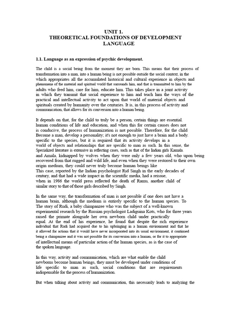 Theoretical Foundations of Language Development | PDF | Thought ...