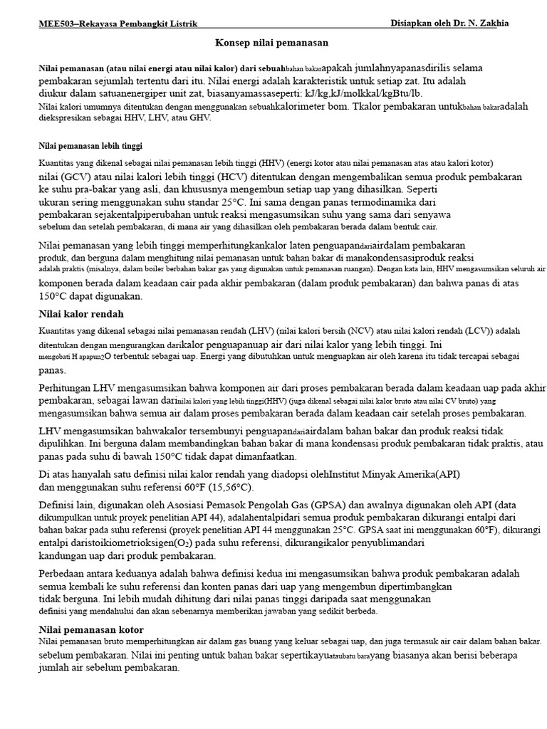 Konsep HHV Dan LHV | PDF