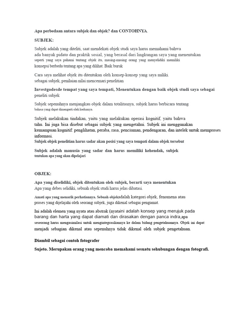 Perbedaan Subjek dan Objek Penelitian | PDF