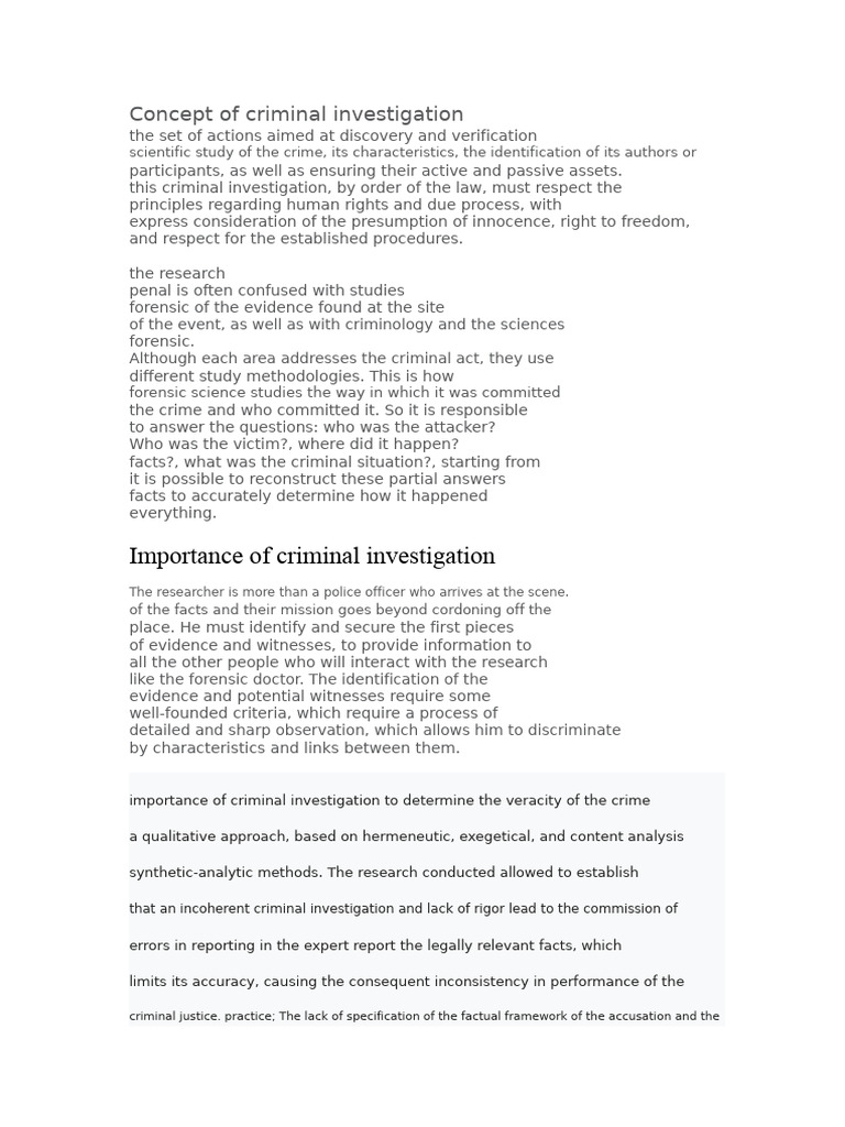 Understanding Criminal Investigation Methods | PDF | Forensic Science ...