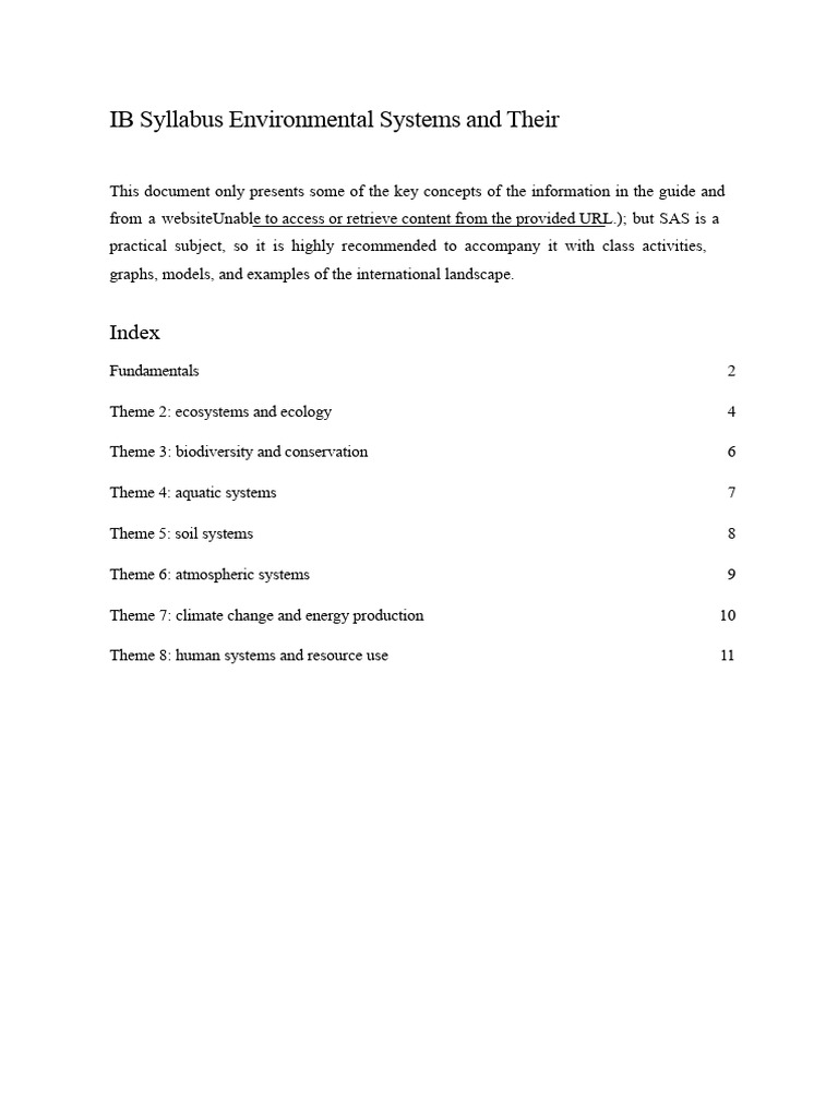 IB Environmental Systems and Societies Curriculum | PDF | Air Pollution ...