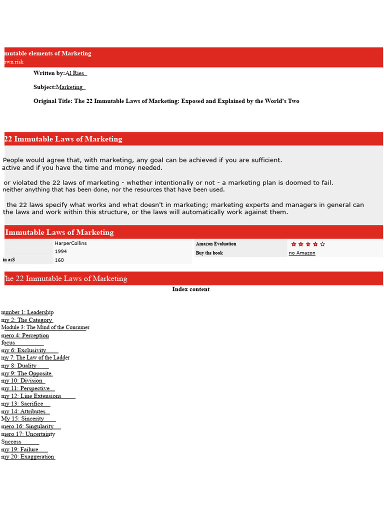 The 22 Immutable Laws of Marketing | PDF | Marketing | Brand