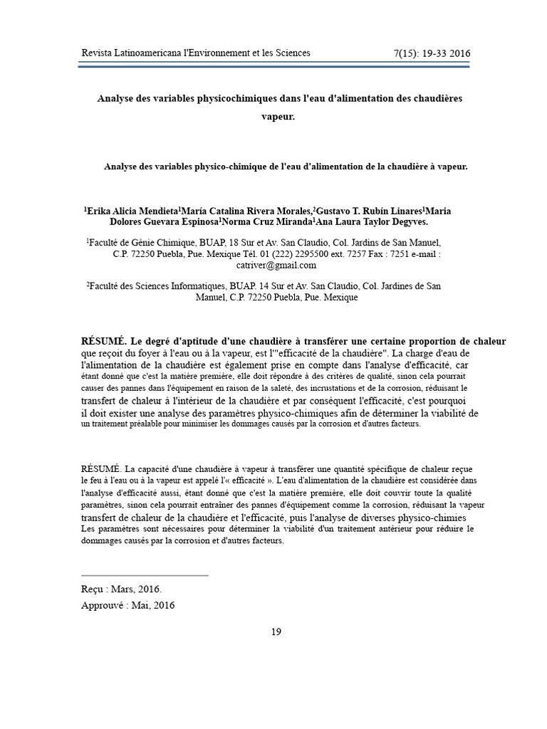 Valeurs de L'eau Pour Chaudières | PDF | Eau | Chaudière