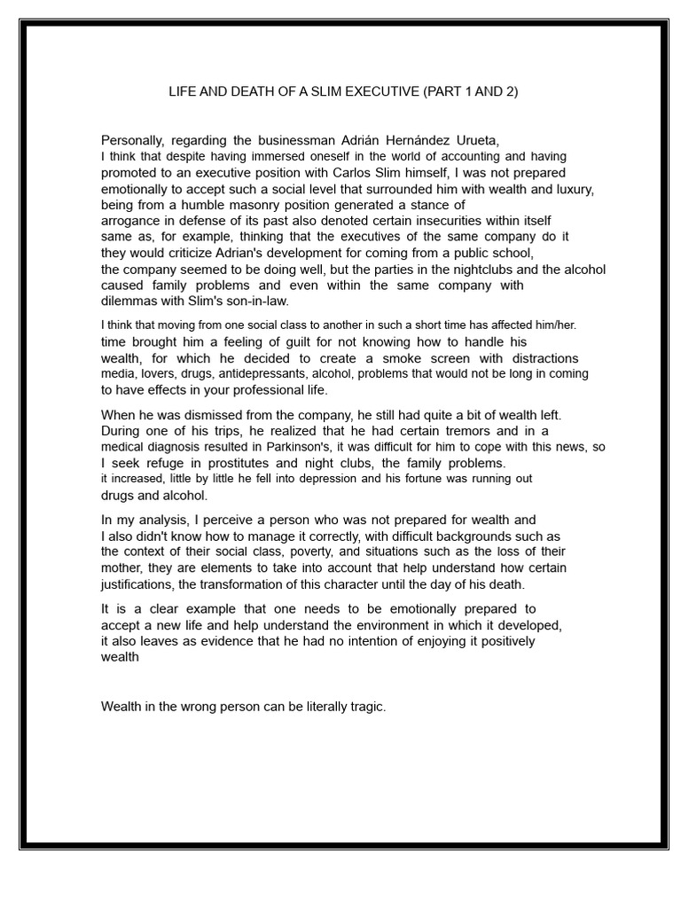 Life and Death of A Slim Executive | PDF