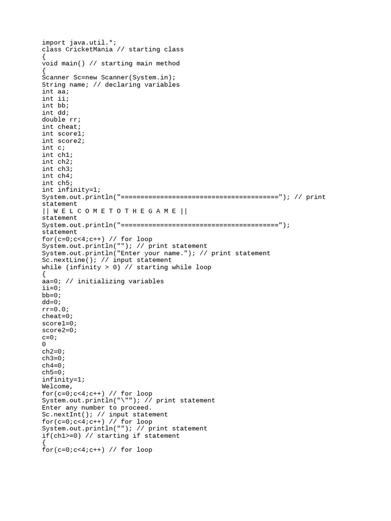 I.C.S.E. Computer Project (In Java) For Class X - Hand Cricket Game ...