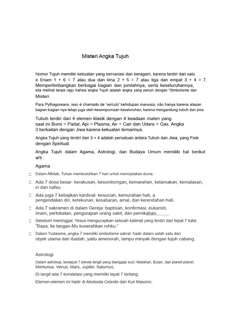 Simbolisme dan Misteri Angka Tujuh | PDF