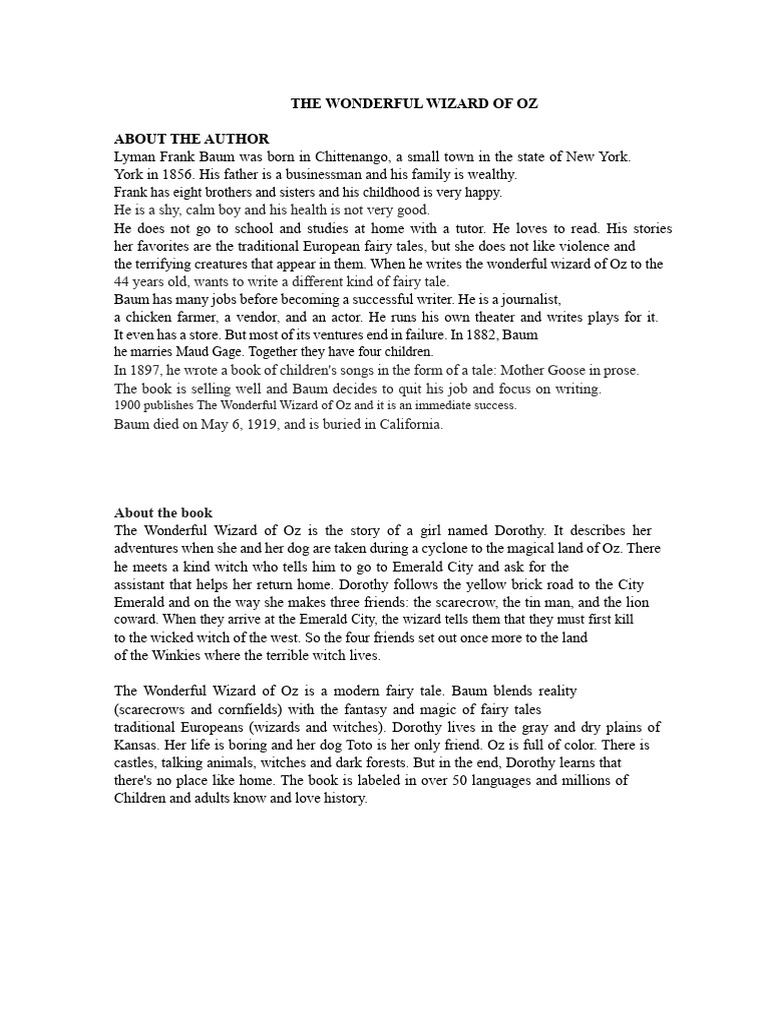 Dorothy's Journey in Oz | PDF | Dorothy Gale | The Wonderful Wizard Of Oz