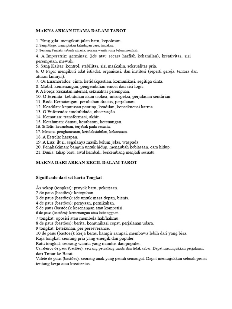 Makna Kartu Tarot | PDF