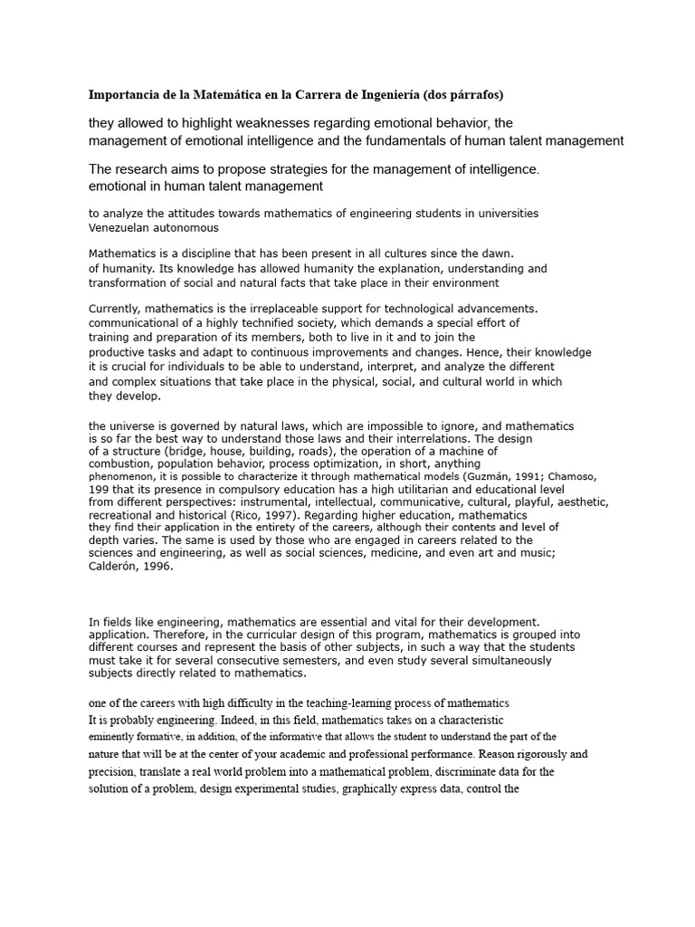 Importance of Mathematics in The Engineering Career | PDF | Attitude ...