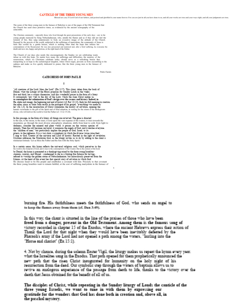 Canticle of The Three Young Men, Daniel 3:57-58, Commentary PDF | PDF | Resurrection Of Jesus ...