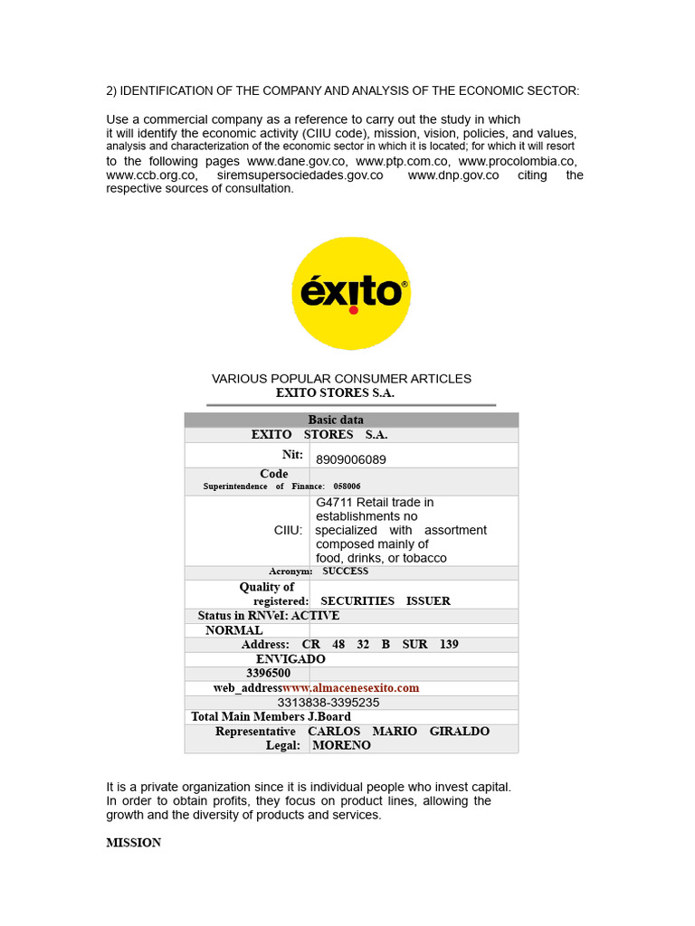 Economic Sector Exito Group | PDF | Retail | Private Sector