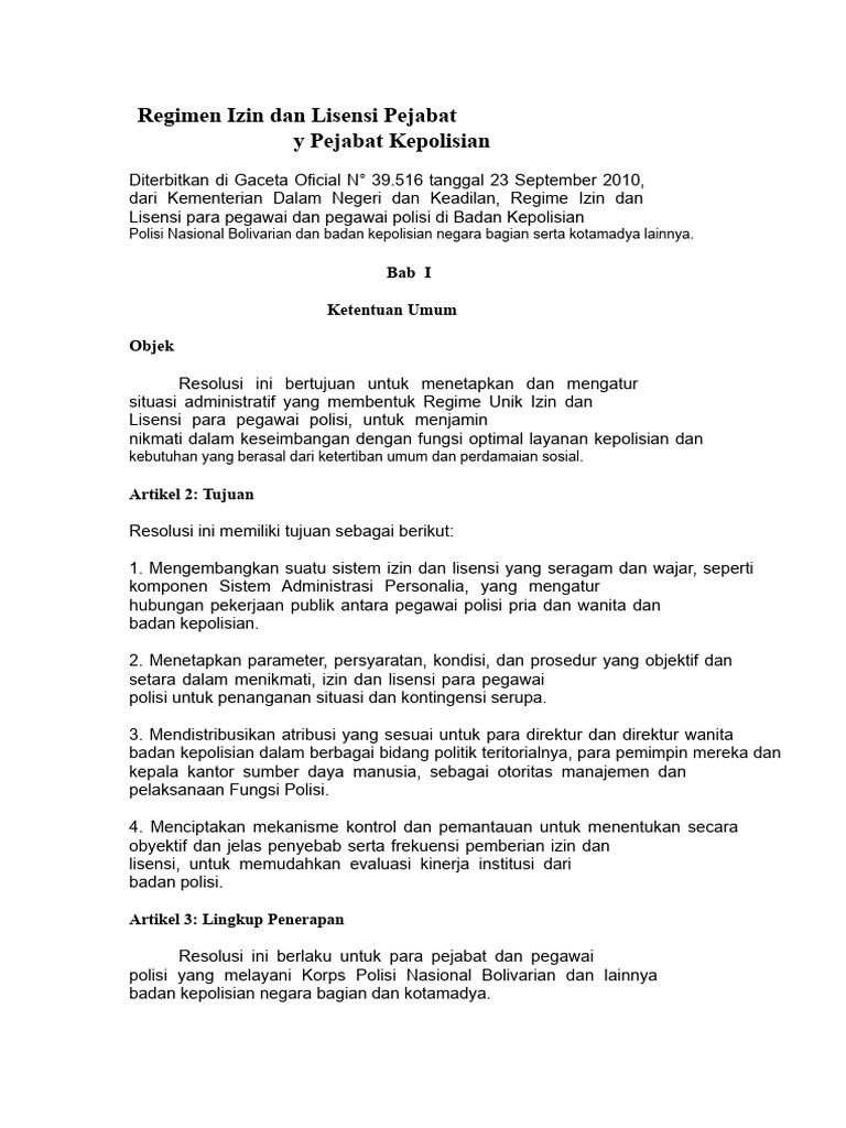 Regimen Izin dan Lisensi Pejabat Polisi | PDF