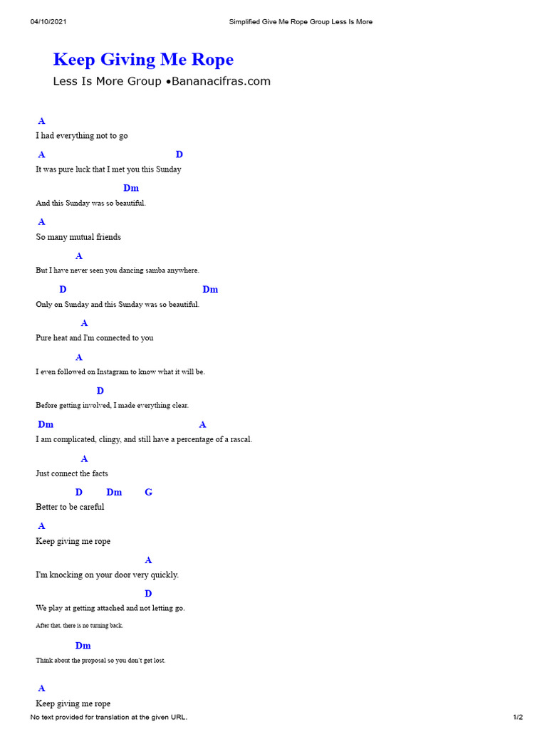 Simplified Give Me Rope Group Less Is More | PDF