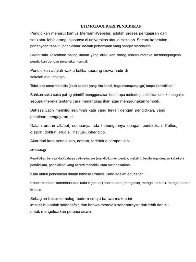 Etimologi Pendidikan dan Maknanya | PDF