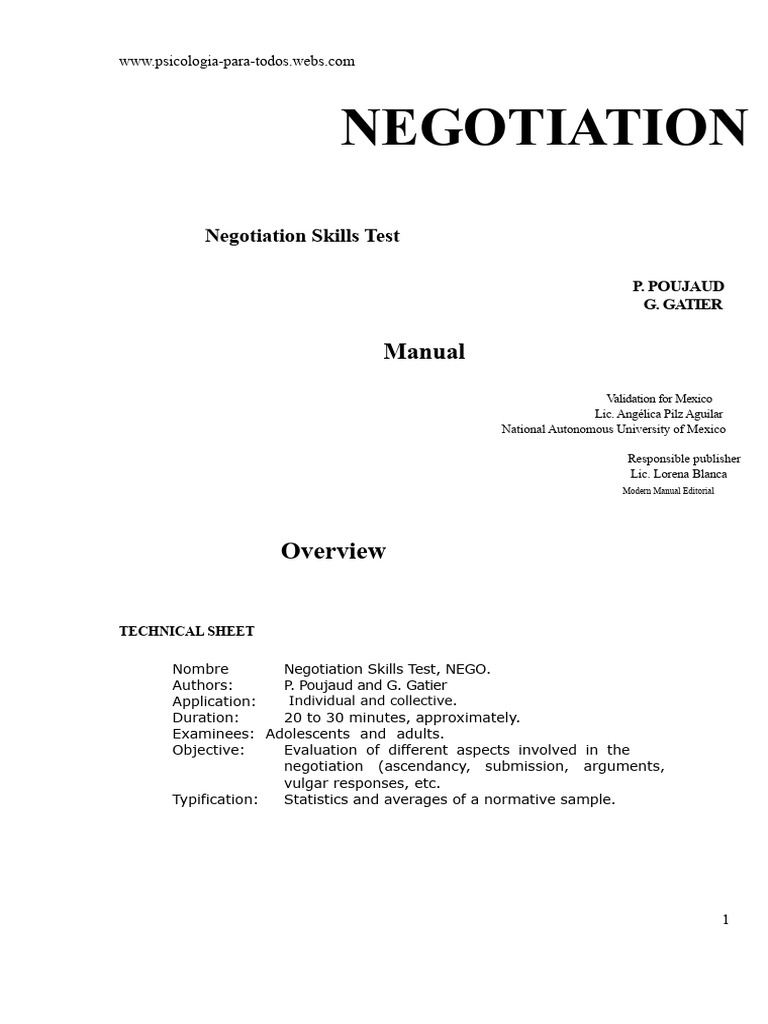 Negotiation Skills Test Overview | PDF | Communication | Brand