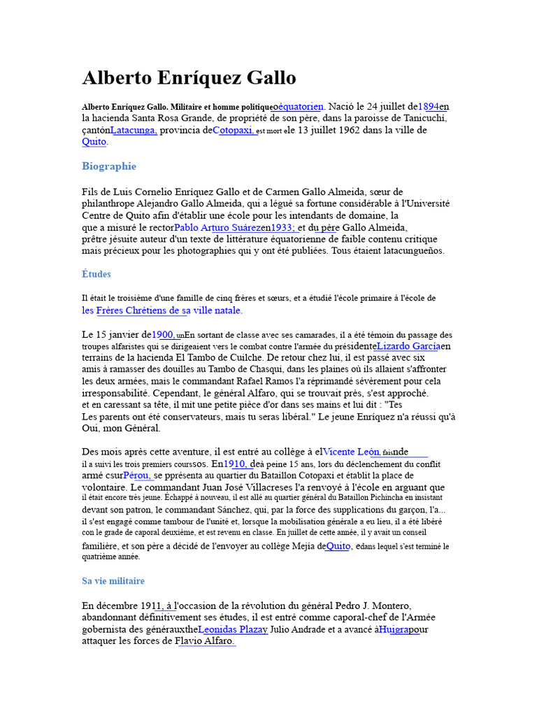 Alberto Enríquez Gallo : Biographie et Carrière | PDF | Équateur