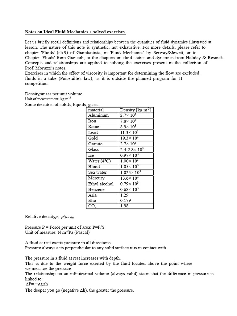 Fluid Mechanics - Solved Exercises | PDF | Pressure | Fluid Dynamics