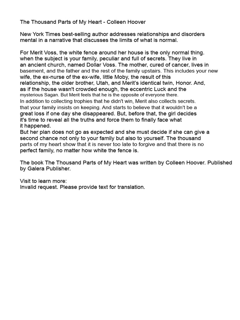 The Thousand Parts of My Heart - Colleen Hoover PDF | PDF