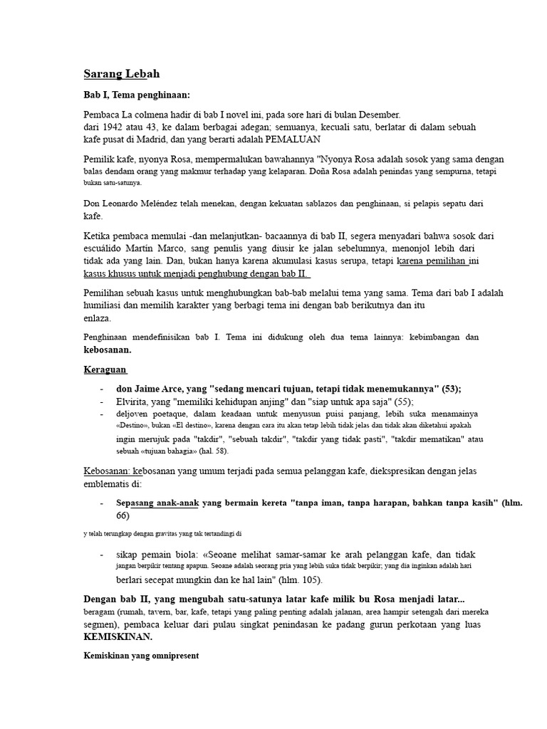 Ringkasan Bab-Bab La Colmena | PDF