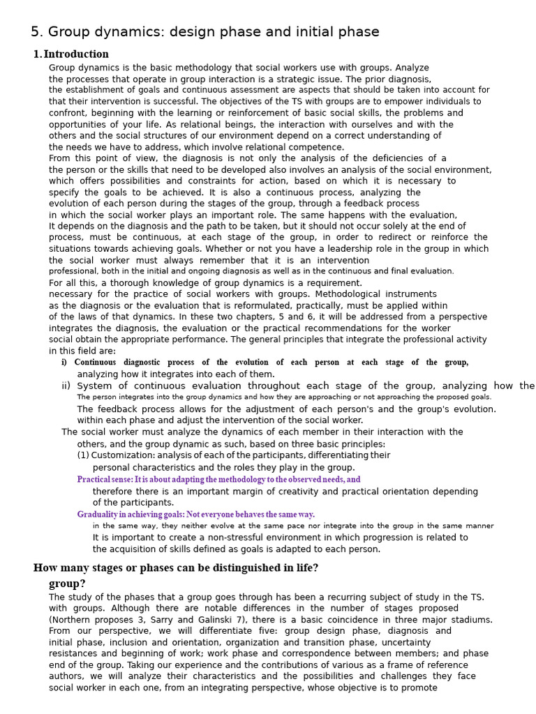 Group Dynamics in Social Work Phases | PDF | Goal | Evaluation