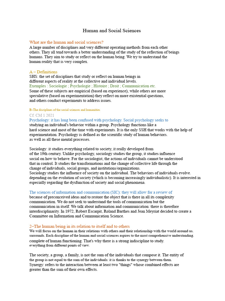 Lecture 1 - Human and Social Sciences | PDF | Social Sciences | Science