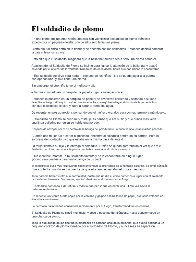 El trágico amor del soldadito de plomo | PDF