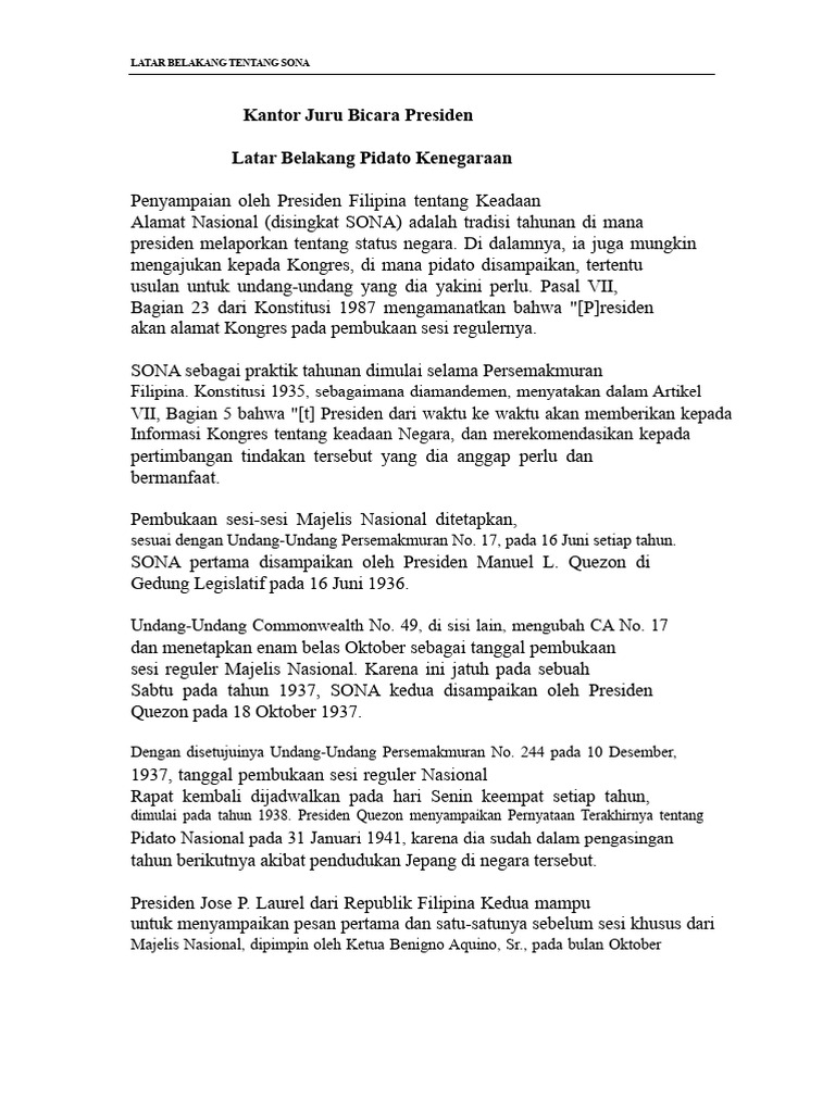 Sejarah SONA | PDF