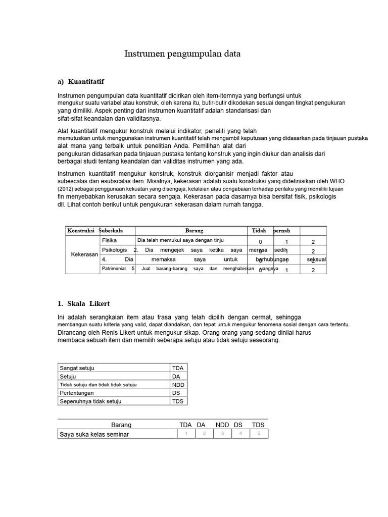 Instrumen Pengumpulan Data Kuantitatif | PDF