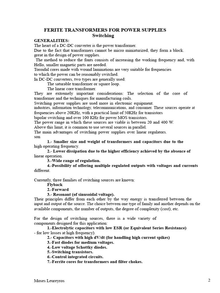 Ferrite Transformers | PDF | Transformer | Power Supply