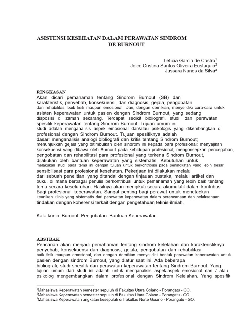 Perawatan Keperawatan untuk Sindrom Burnout | PDF