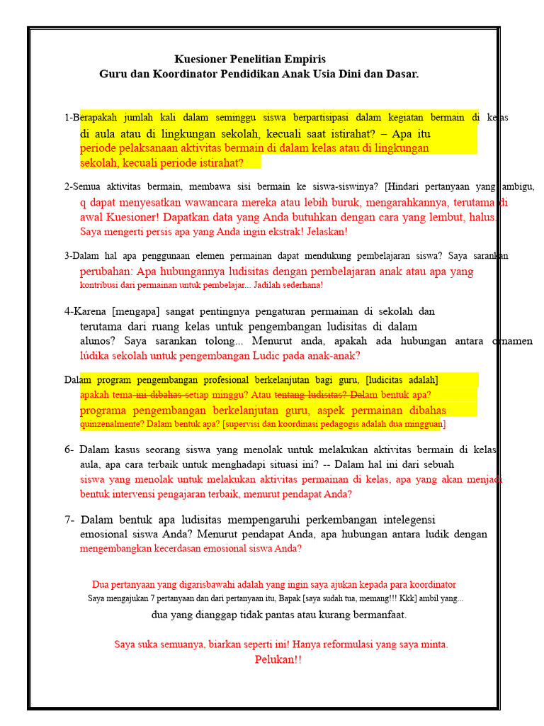 Kuesioner Fábio | PDF