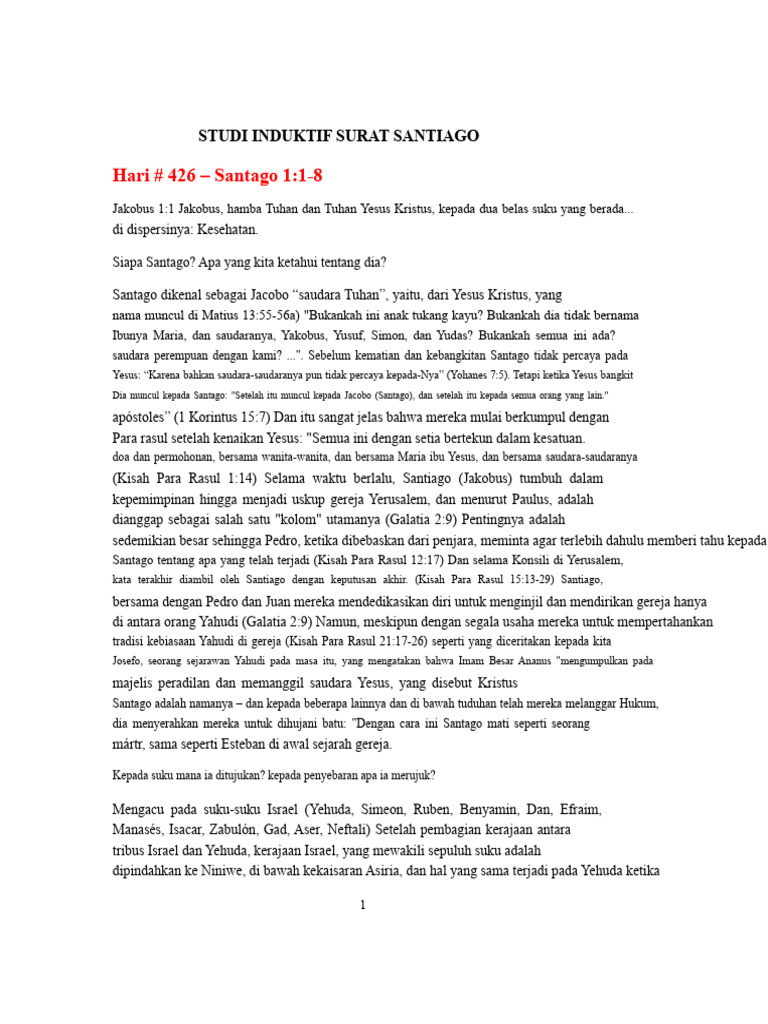 Studi Induktif Alkitab Surat Yakobus | PDF