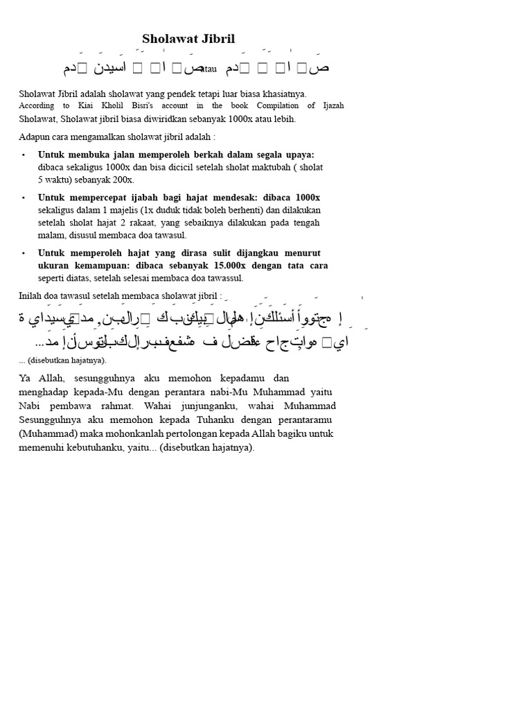 Sholawat Jibril | PDF