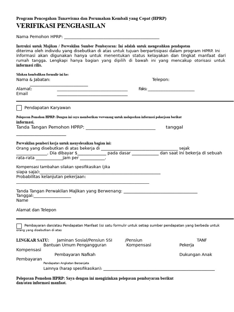 HPRP TemplatVerifikasiPendapatan | PDF