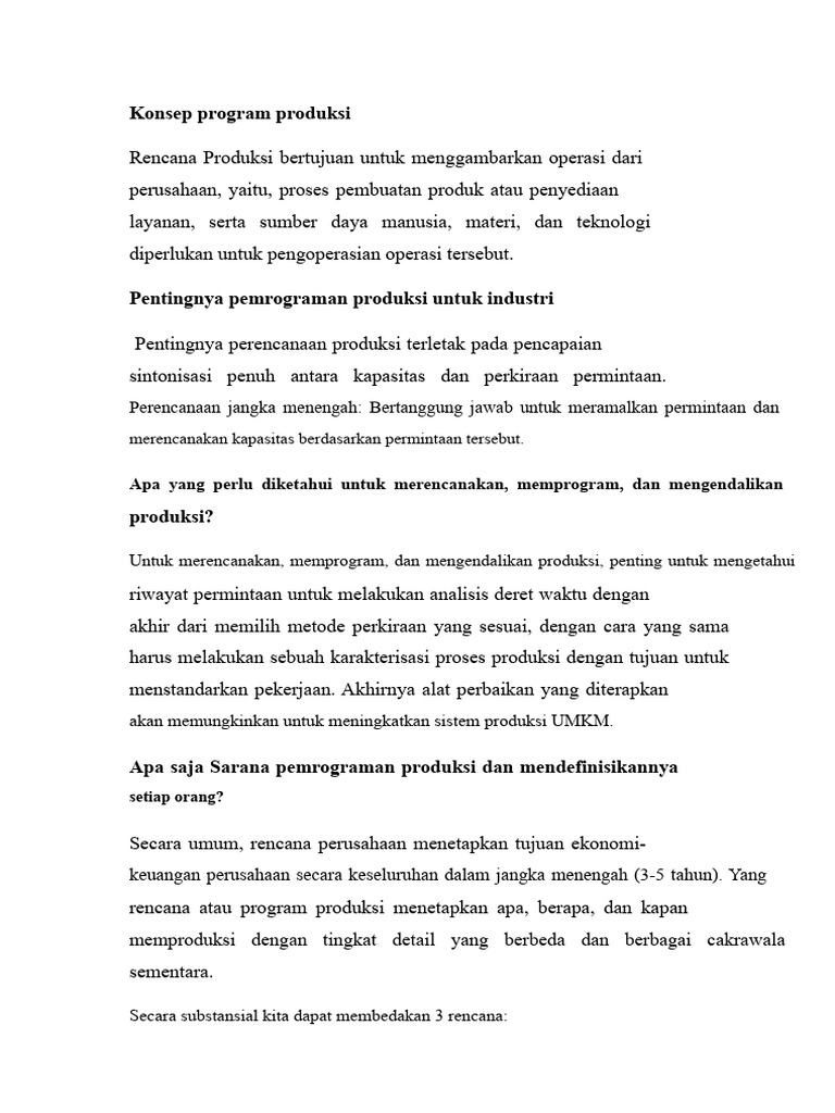 Konsep Program Produksi | PDF
