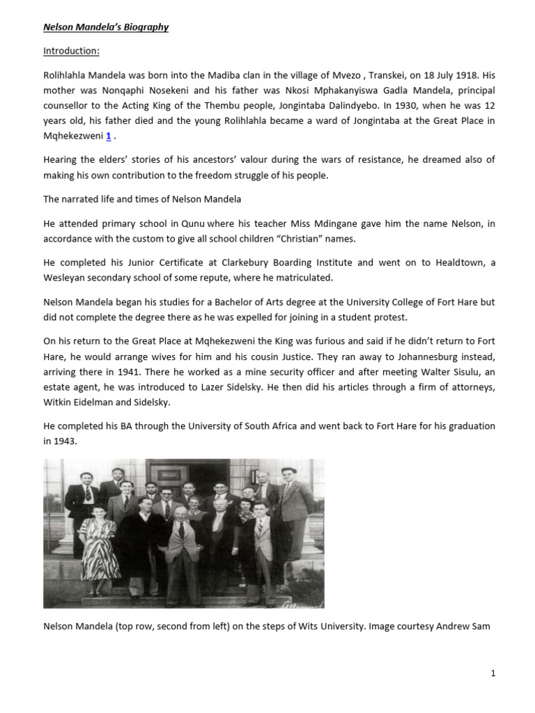 Biography - Mandela Nelson | PDF | Nelson Mandela | Politics Of South ...